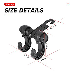 BELOMI 2PCS Car Seat Headrest Hook, 360° Adjustable Storage Double Hooks, Multi-Functional Swivel Organizer, Vehicle Backseat Hanger Interior Accessories for Handbag Purse Cloth Grocery