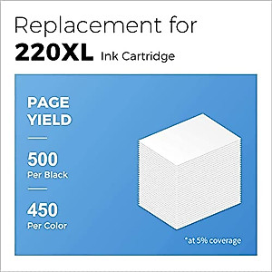 myCartridge Remanufactured Replacement for Epson 220 220XL T220XL Ink Cartridge (2 Black, 1 Cyan, 1 Magenta, 1 Yellow, 5 Pk) Fit for Epson Workforce WF-2630 WF-2650 WF-2750 WF-2760 XP-320 Printer