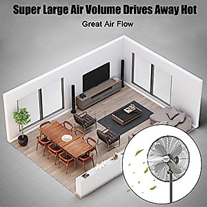 COSTWAY Metal Pedestal Fan, 18-Inch Quiet Oscillating Standing Fan with Height Adjustable, 3 Wind Speed, 4 Blades, Widespread Stand Floor Fan for Bedroom, Room, Home, Office, Shop (Black bronze)