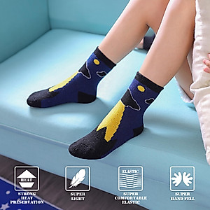 FNOVCO Kids Wool Socks Toddler Warm Thick Wool Hiking Thermal Cozy Boot Crew Socks for Boys Girls 6-Pack (8-12 Years, Outer Space)