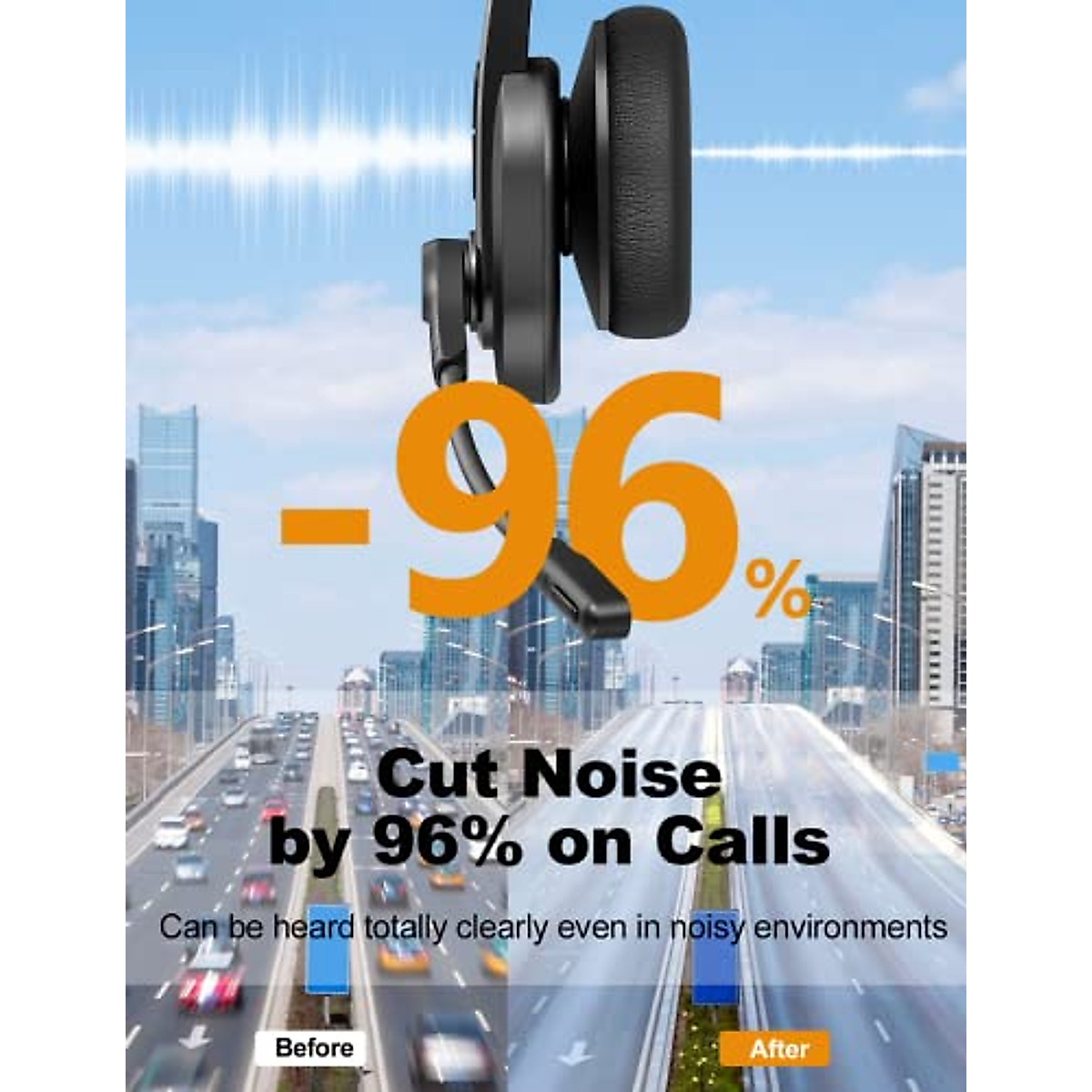 Bluetooth Headset, Sarevile Bluetooth Trucker Headset with Upgraded Microphone Noise Canceling for Trucker, Hand Free Wireless Headset with Adapter for Office Meeting. Widely Compatible for Computer …