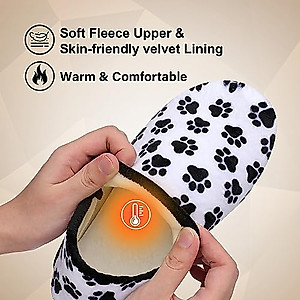 Scurtain Unisex Mens Womens Slippers Cute House Slipper Socks Super Soft Upper Warm Women Slippers Non-slip House Shoes for Women Foldable Travel Slippers Men Black Paw 11-11.5 W