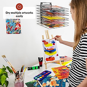 ODOXIA Art Drying Rack Hanging for Classroom | Small Hangable Paint Drying Rack | 8 Removable Shelves | Canvas Rack Art Storage | Painting Drying Rack with Screws | Stack Rack for Painting, Drawings