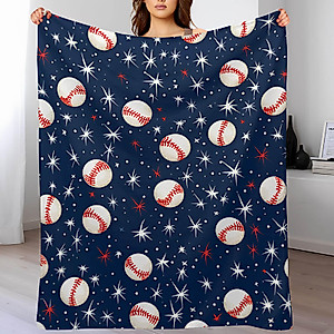 Firmiso Baseball Blanket Deep Blue Thin Throw for Boys Girls, to My Son Daughter Gift for Birthday Christmas Thanksgiving, 40x50 inches, Soft Fleece Throw for Kids, Lightweight