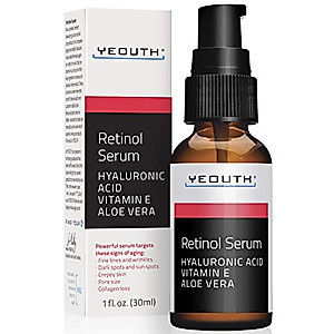 Retinol Serum for Face with Hyaluronic Acid, Hydrating Night Serum for Face, Retinol for Acne, Wrinkle & Dark Spots, Anti Aging Serum, Retinol for Face, Skin Care Face Serum for Men & Women by YEOUTH