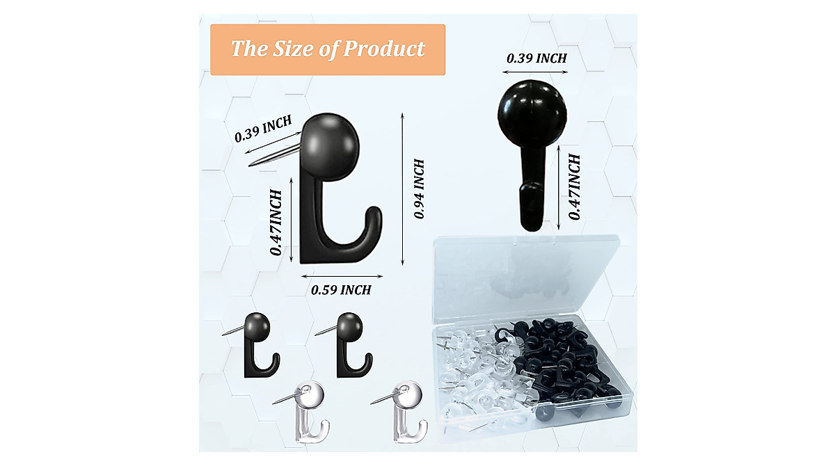 50 PCS Push Pin Hooks for Photos & Notes | Durable Plastic & Steel