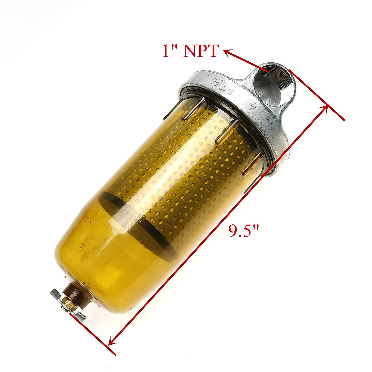 iFJF 496 Fuel Tank Filter Assembly Replacement for Gasoline and Diesel Water Separate 30 Micron Max 25gpm 150psi with Zinc 1" NPT Top Cap
