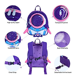 yisibo Kids Backpack with Safety Leash,Anti-lost Children Toddler Backpack for Boys Girls Baby (Purple With Safety Leash(3-6 Years))
