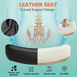 ELABEST T29 Ergonomic Office Chair, Comfy Computer Desk Chair, Mesh Back Home Office Chair with PU Leather Padded, Adjustable Lumbar Support, Flip-up Arms,Swivel Wheels,Work Task Chair for Long Hours