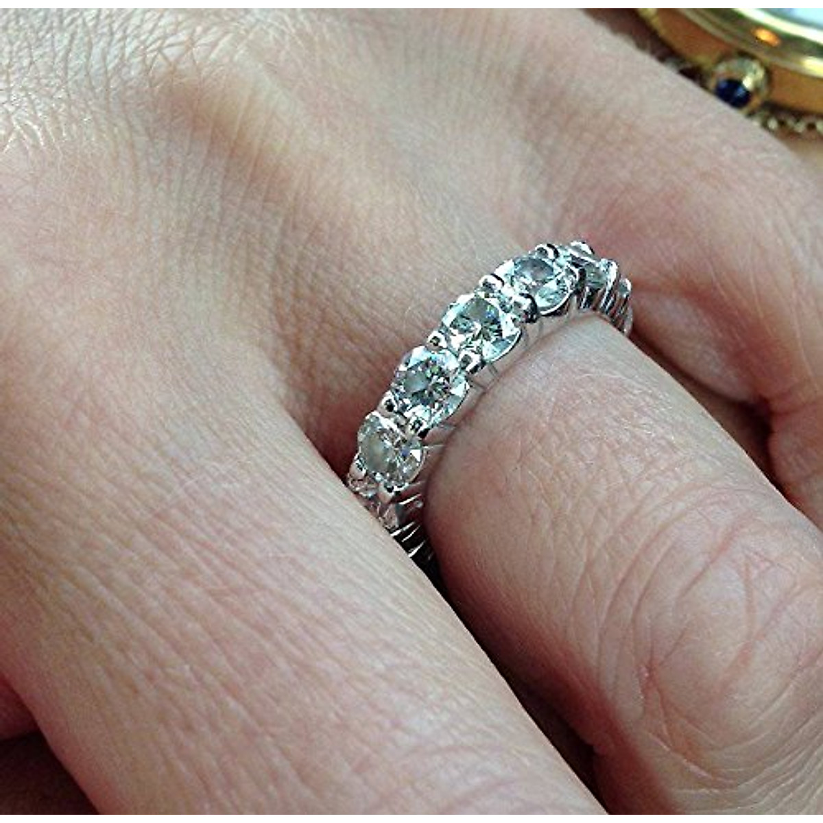 P3 POMPEII3 4 ct Diamond Eternity Wedding Ring 14K White Gold - Size 4.5