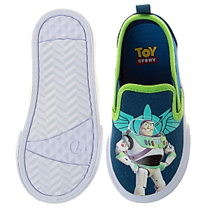 Josmo Kids Toy Story Shoes for Boys - Sheriff Woody Buzz Lightyear Slip-on Sneaker Casual Fashion Lowtop Sneakers Canvas Shoe - Navy Green (Size 8 Toddler)