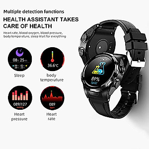 Rainbuvvy Smart Watch with Wireless Earbuds, 1.3 Inch Bluetooth 5.0 Waterproof & 2-in-1 TWS Bluetooth 5.1 Earphones, 320mAh Long Standby, Fitness Activity Tracker for Android iOS Phone (Steel-Black)