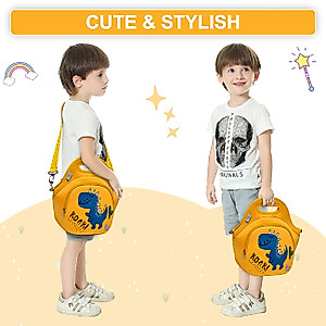 VASCHY Lunch Bag for Kids, Insulated Neoprene Lightweight Lunch Box Bag for Children Boys and Girls School Daycare Kindergarten Yellow Dinosaur