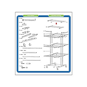 Gdrasuya10 66" Blue Folding Dryer Hanger with Casters, 3-Layer Portable Stand Towel Rack Clothes Drying Rack for Outdoor or Indoor (Blue)
