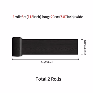 funlife 2 Strips Peel and Stick Stair Riser Sticker, Black Wood Contact Paper Self Adhesive Vinyl Stairway Stickers, Staircase Step Decals for Home Decor, 7.87"X118"