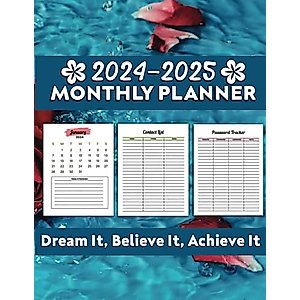 2024-2025 monthly planner Dream It, Believe It, Achieve It: Extra Pages de Note Contact - Agenda 2024-2025 Organiseur avec To Do& Schedule