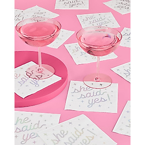 xo, Fetti She Said Yes Napkins - 3-ply, 25 pcs | White Bachelorette Decorations, Engagement Theme Party, Bridal Shower Tablescape, Cute Proposal Dinner Decor