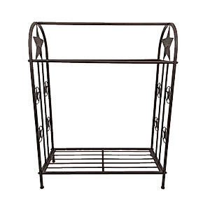 BestGiftEver Metal Free-Standing Quilt Rack in Rustic Western Style with Star