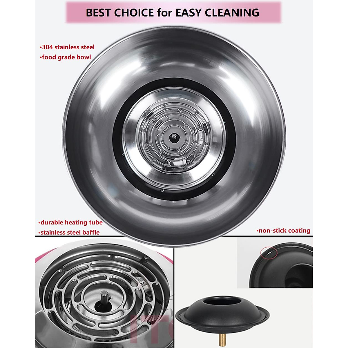 DiiDa Candy Floss Machine Easy Clean Cotton Candy Machine Maker 420W for Birthday Parties, Children's Day and Christmas Day