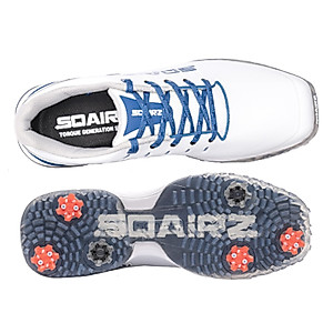 SQAIRZ Bold Men's Athletic Golf Shoes, New Golf Shoes, Designed for Balance & Performance, Replaceable Spikes, Waterproof, Golf Shoes Men with Spikes, Mens Golf Shoes, Golf Footwear White/Blue