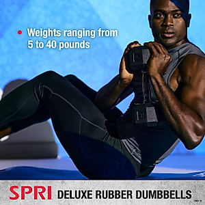 SPRI Dumbbells Hand Weights Set of 2-3 lb Rubber Hex Chrome Handle Exercise & Fitness Dumbbell for Home Gym Equipment Workouts Strength Training Free Weights for Women, Men