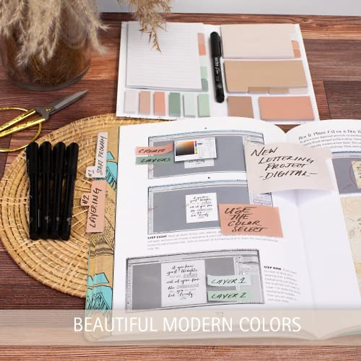 Aesthetic Pastel Sticky Notes Set of 528 with Tabs - Incl. Sturdy Cover to Keep Your Notes Safe - Cute School Accessories, College, Students, Teachers or Office Desk Supplies for Women