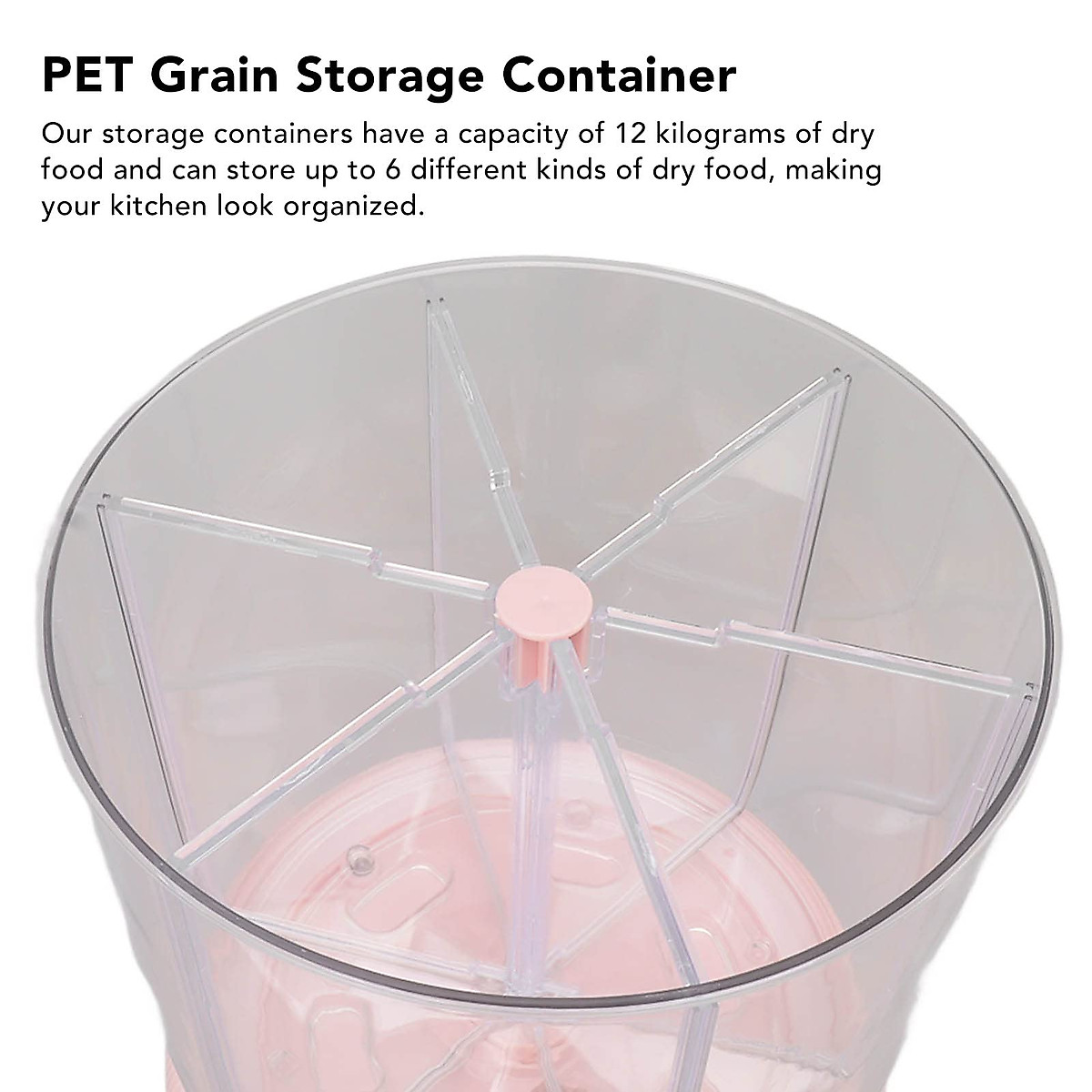 360 Degree Rotating Grain Storage Food Dispenser,Round Rice Storage Container Rice Bucket Rice Storage Tank Sealed Grain Container for Home and Kitchen(Sakura Pink)