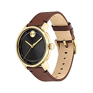 Movado Bold Access Men's Stainless Steel Swiss Quartz Watch with 21 mm Cognac Leather Strap (Model: 3600915)