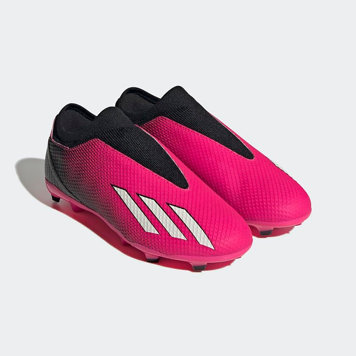 adidas X SPEEDPORTAL.3 Laceless Firm Ground Soccer Shoe, Team Shock Pink/Zero Metallic/Black, 2 US Unisex Little Kid