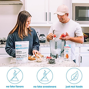 drink wholesome Vegan Vanilla Almond Protein Powder | for Sensitive Stomachs | Easy to Digest | Gut Friendly | No Bloating | 1.15 lb