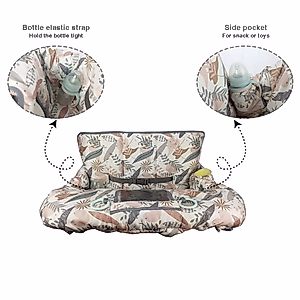 Shopping Cart Cover for Baby, 2 in 1 High Chair Cover for Restaurant seat & Grocery Cart Cover for Babies, Thick Padded with Clear Phone Pouch, Machine Washable, Leaves