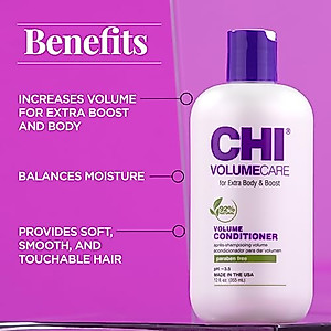 CHI VolumeCare Volumizing Conditioner, Increases Volume on Thin, Fine, or Flat Hair, Moisturizing Formula, Sulfate, Paraben, & Cruelty-Free, 12 Oz