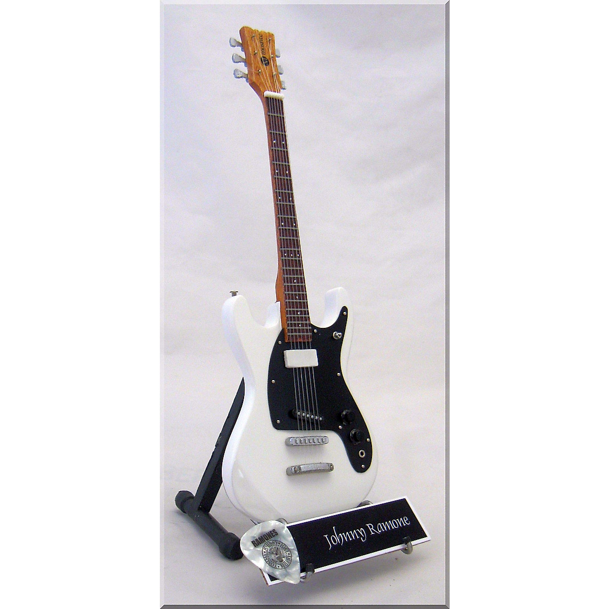 JOHNNY RAMONE Miniature Guitar with Guitar Pick