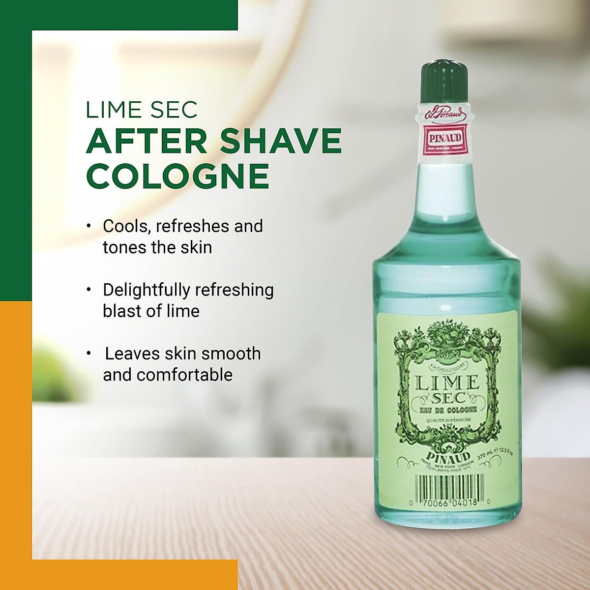 Clubman Pinaud Lime Sec Eau de Cologne, Refreshing Citrus Scent, 12.5 Fl Oz