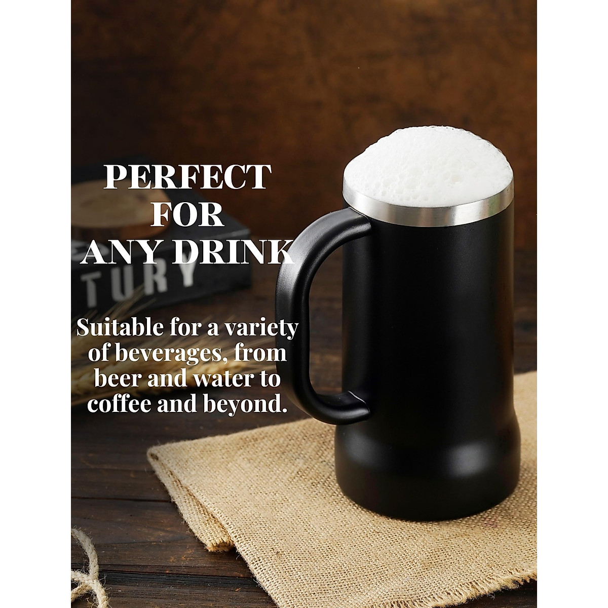 Onebttl 60th Birthday Gifts for Men, Dads, Grandfathers, Granddads, Husband, Uncles, Vintage 1965 Birthday Beer Stein, 24oz Stainless Steel Travel Mug, Black