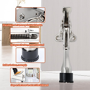 KOVOSCH 4 Inches Kickdown Door Stoppers Brushed Satin Nickel, Heavy Duty Door Stoppers for Bottom of Door, Door Stop with One Touch and Soft Rubber Tips, Zinc, 1 Pack