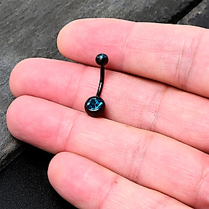 Body Candy 14G Belly Button Ring Surgical Stainless Steel Round Navel Barbell Stud Body Piercing (1PC-Black)
