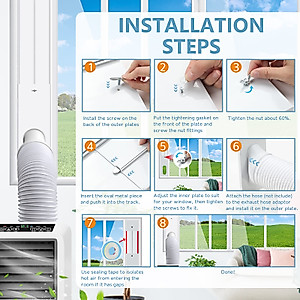 Portable Air Conditioner Window Kit for 5.1" Exhaust Hose, Window Seal Plates with Coupler and Bird Guard for Sliding Window, Adjustable Length From 16.9-47 inches Universal AC Vent Kit for AC Unit
