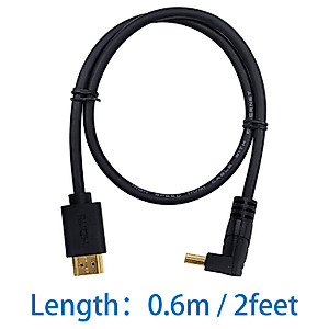 Poyiccot HDMI 2.0 Cable 2 Feet, 4K@60Hz HDMI to HDMI Cable, 90 Degree HDMI Male to Male Cable 18Gbps High Speed HDMI 2.0 Cable Gold-Plated Upward Angle HDMI Connector Cable (M/M Up)