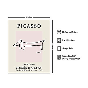 Pablo Picasso Wall Art & Decor - Dog Wall Decor - Mid-Century Modern Room Decor - Abstract Art - Minimalist Wall Decor - Line Art Wall Decor - Gallery Wall Art - Museum Posters - Art Gifts for Women