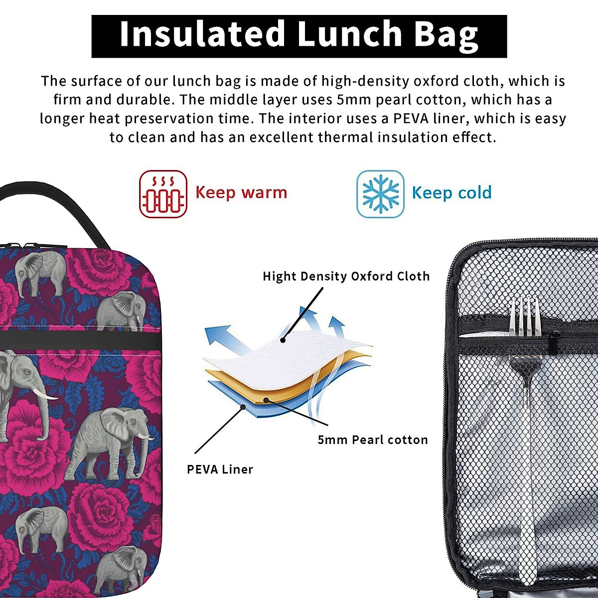 Majoug Hedgehog Lunch Bag/Lunch Box/Lunch Tote/Picnic Bags Insulated Cooler Travel Organizer