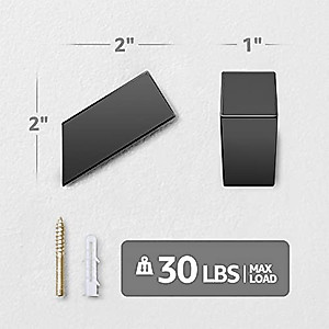 COCOYA 4Pack Metal Wall Hooks, Minimalist Coat Hooks Matte Black Modern Easy Install Wall Mount Heavy Duty Aluminum Slant Simple Mid Century Entryway Bathroom, for Hanging Hat Purses Backpack Towel