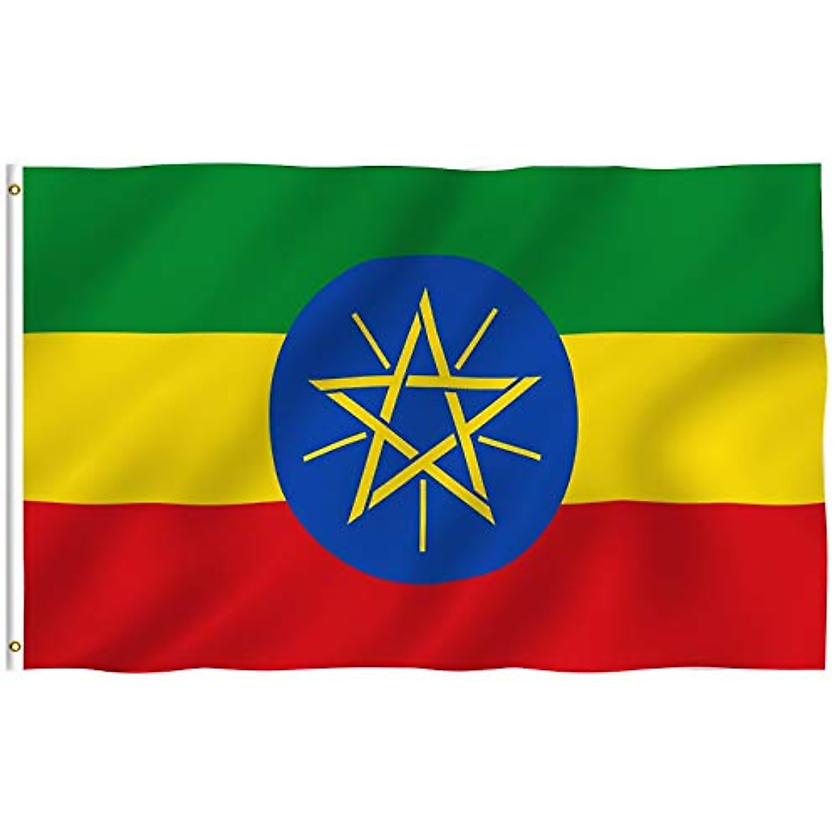 ANLEY Fly Breeze 3x5 Foot Ethiopia Flag - Vivid Color and Fade Proof - Canvas Header and Double Stitched - Ethiopian National Flags Polyester with Brass Grommets 3 X 5 Ft