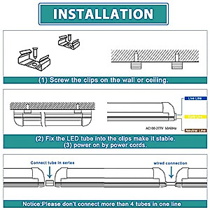 MKUJOO 6 Pack 4FT 40W LED Shop Light, V Shape Integrated T8 LED Tube Light, 4400LM, 6000K Super Bright White,high Output Linkable Shop Lights with Plug for Garage, Workshop,Basement,Warehouse