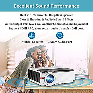 9000L Bluetooth WiFi Projector Native 1080, Full HD Video Projectors Wireless Sync Screen for Smartphones/PC, Outdoor Home Theater Projectors 4D Keystone & Zoom, with HDMI,VGA,USB,AV,Audio Port