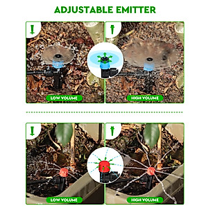 Landtouch Drip Irrigation System, Garden Watering System with Adjustable Drip Emitters Misting Sprinkler, Efficient Sprinkler System Kit for Flower Bed, Raised Bed, Greenhouse, Lawn