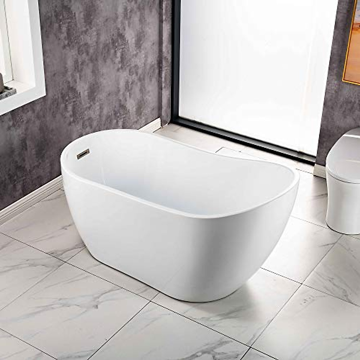WOODBRIDGE BTA1507-B/N-Drain &O + Pillow Bathtub, 54“, Brushed Nickel