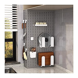 Metal Kitchen Pegboard Organizer Kit With Accessories, Water Heater Pipeline Blocking Plate, Home Office Garage Wall Mount Display Panel, L-type Gas Pipe Shielding Cover(Grey,(W x D x H) 25x15x80CM)