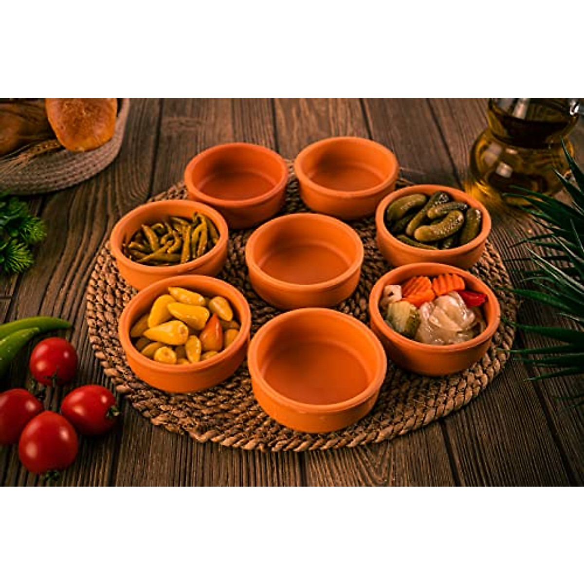 Luksyol Handmade Unglazed Clay Bowls: Elevate Your Culinary Experience with a Set of 8 (3.7 x 1.4 in) | Authentic Terracotta Cooking for Indian, Mexican, Korean Cuisine | Microwave-Friendly and Safe |
