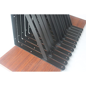20 Pack L22" x H 12" Black Heavy Duty Shelf Brackets with Screws Metal Shelf Brackets Shelf Support Angle Brackets for Shelves L Brackets Heavy Duty Floating Shelf Brackets